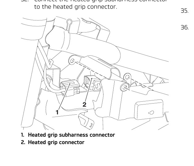 Heated grips sub harness connector location? - Electrical, Lighting ...